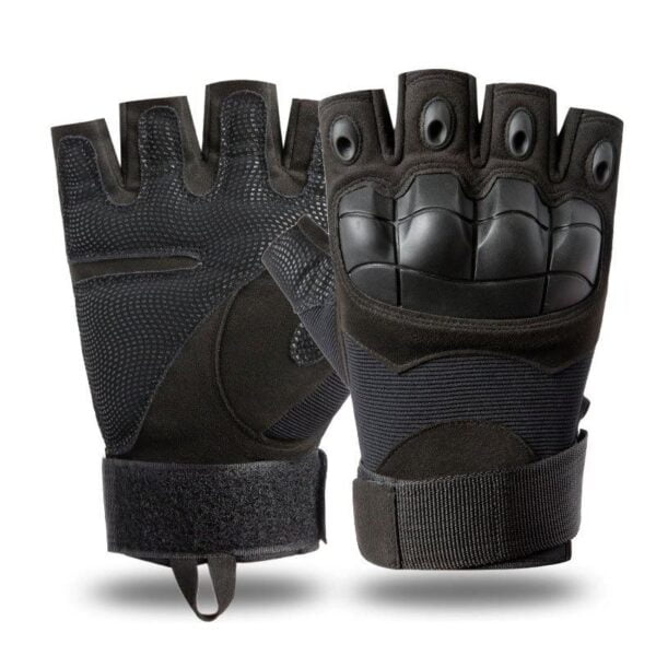 Hard Knuckle Black Half Finger Tactical Gloves Fingerless Safety Work ...